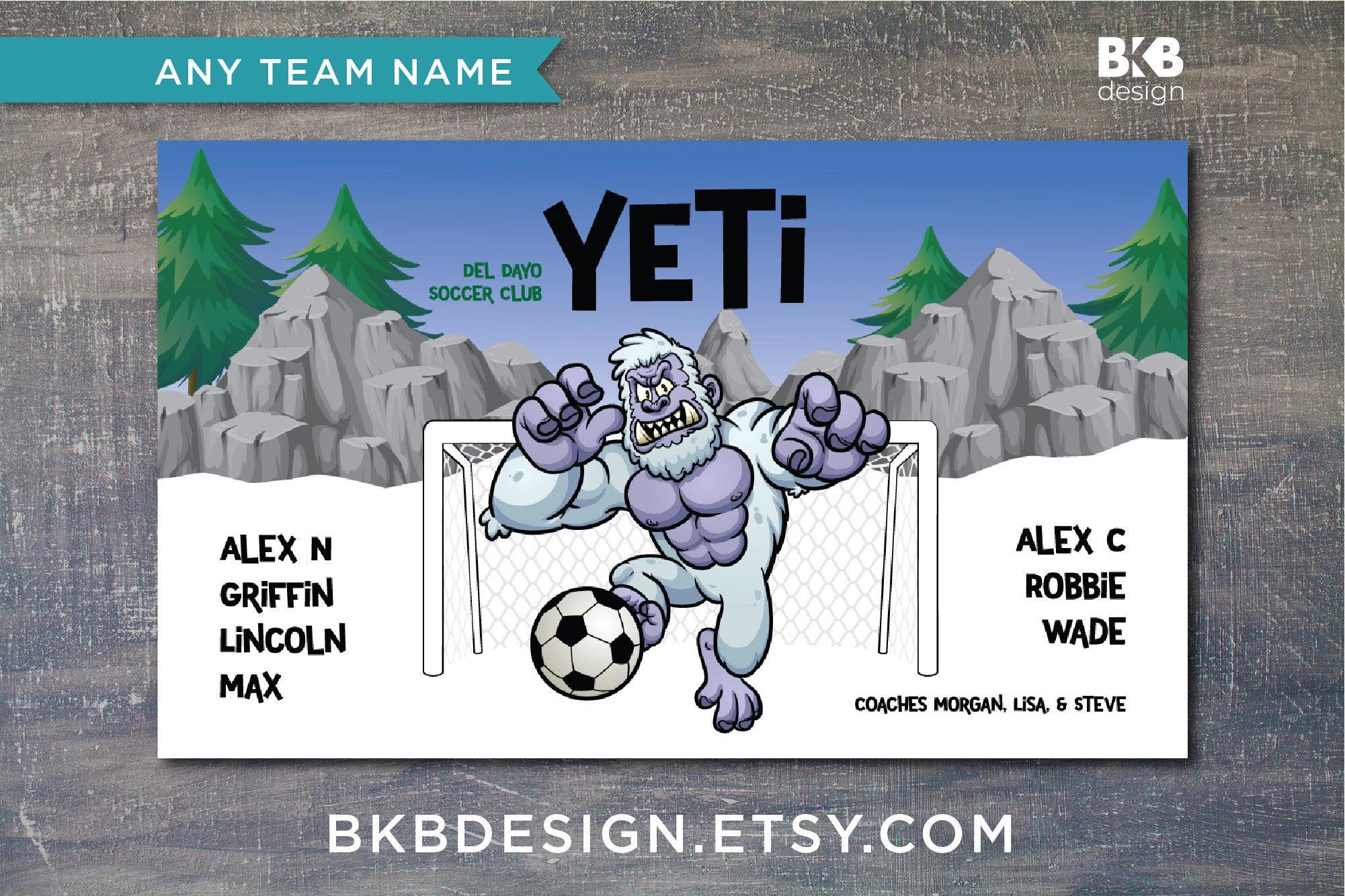 Vinyl Soccer Banner, Yeti – BKB Design